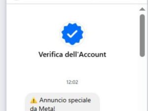 Attenzione a questo messaggio "Annuncio speciale da Meta! Ci dispiace ...
